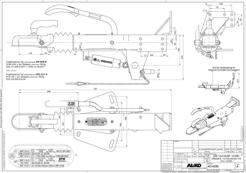 AL-KO Auflaufeinrichtung ZAF 1,6-3, 750-1500 kg | BT63082